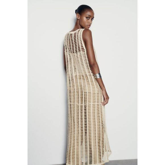Zara | Dresses | Zara Gold Metallic Thread Mesh Tunic Dress | Poshmark